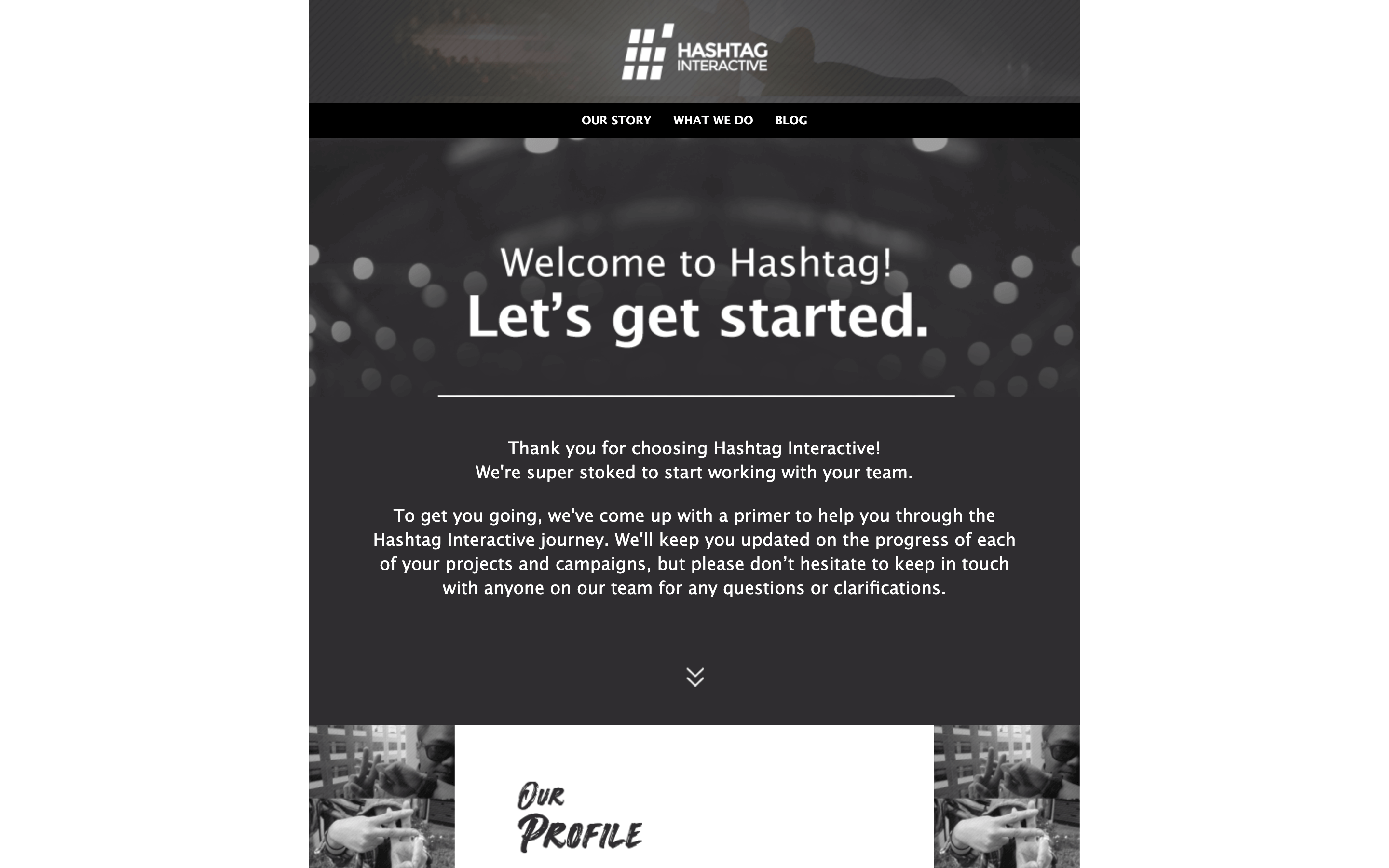 Hashtag Interactive Welcome | Dominic Arrojado